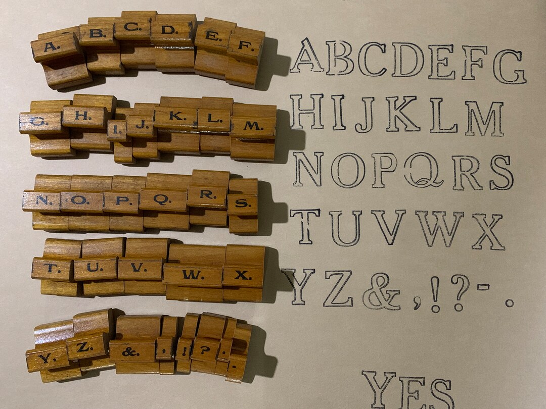 Vintage Wood Stamp Outlined Alphabet ABC Uppercase Stamps for Craft ...