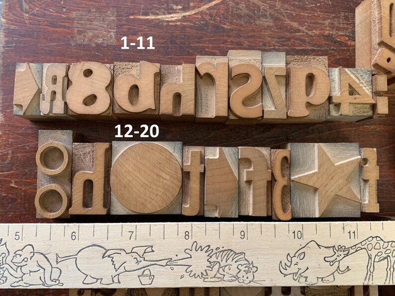 Vintage Wood Letterpress ABC Lettering Stamps for Craft Vintage Printer ...