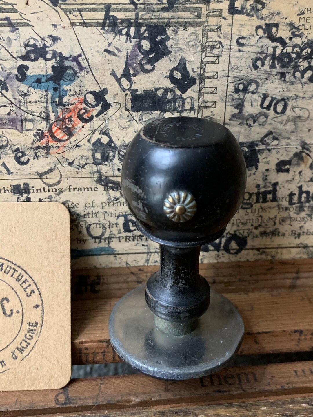Vintage Commercial Stamp Vintage Business Stamp With Wood Handle Rubber ...