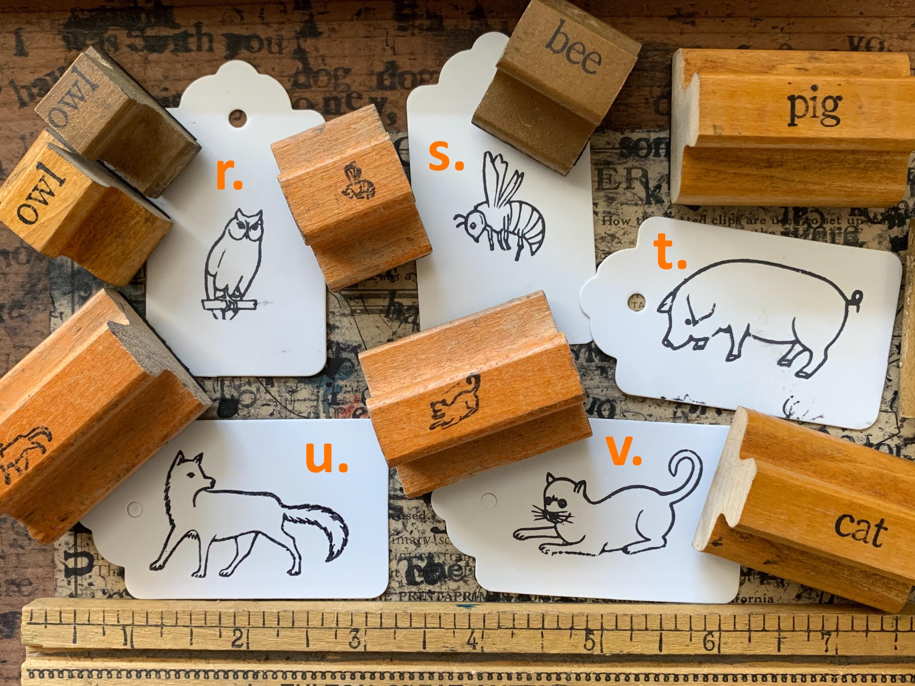 Vintage Farm Animal Stamp Wood Handled Rubber Stamp Craft Gift Card ...