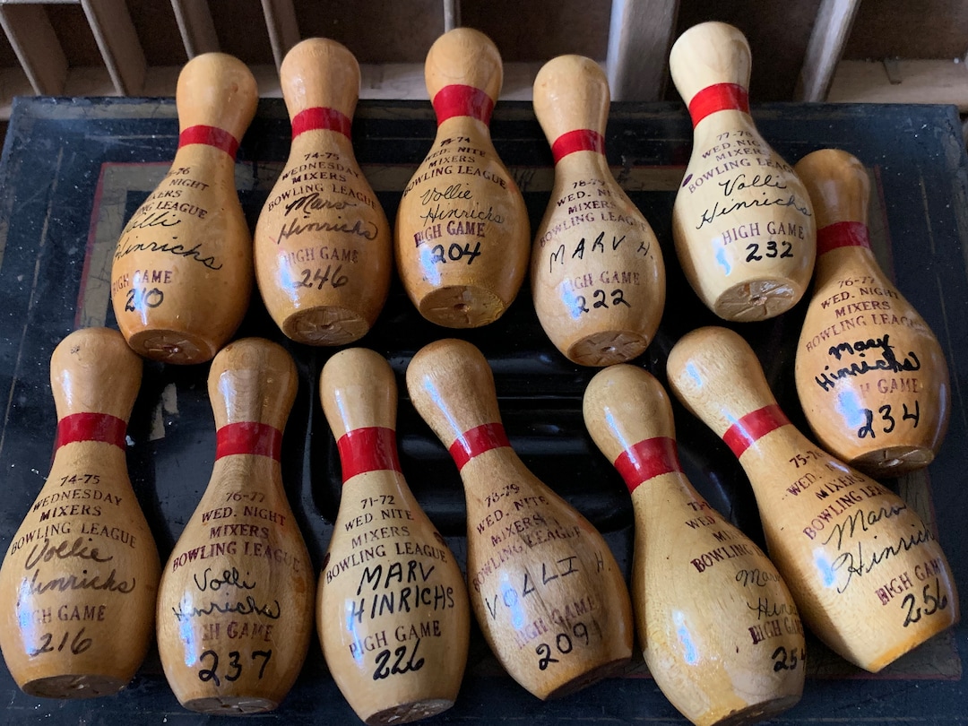 Vintage Bowling Pin Awards Trophies Vintage Wooden Bowling Pins Old ...