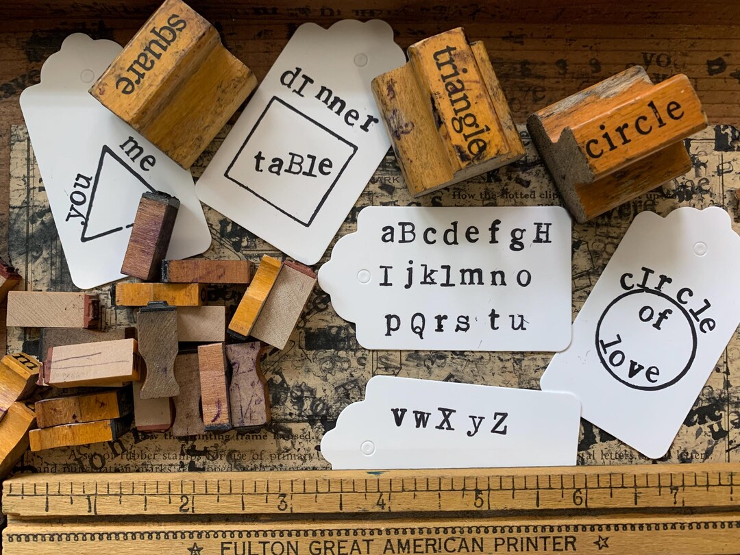 Vintage Wood Stamp Alphabet Set ABC Number Lettering Stamps for ...