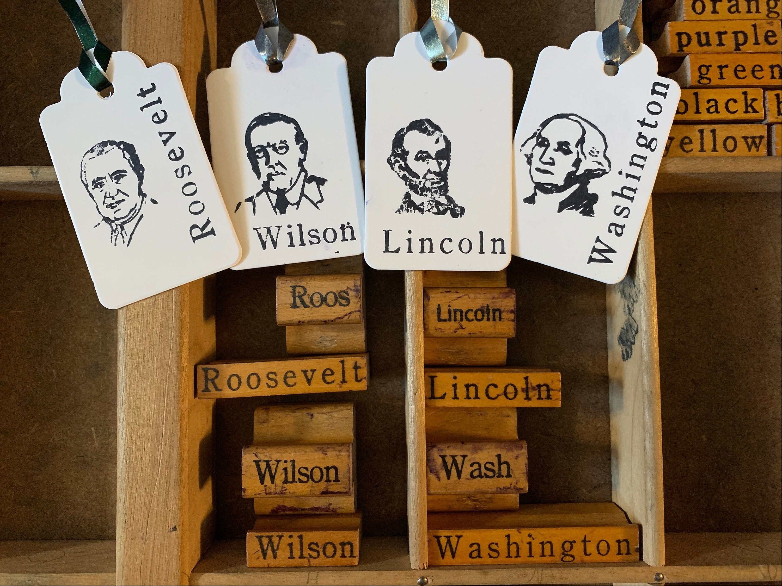 Vintage Wood Stamp Vintage US Presidents Stamp Set George Washington ...