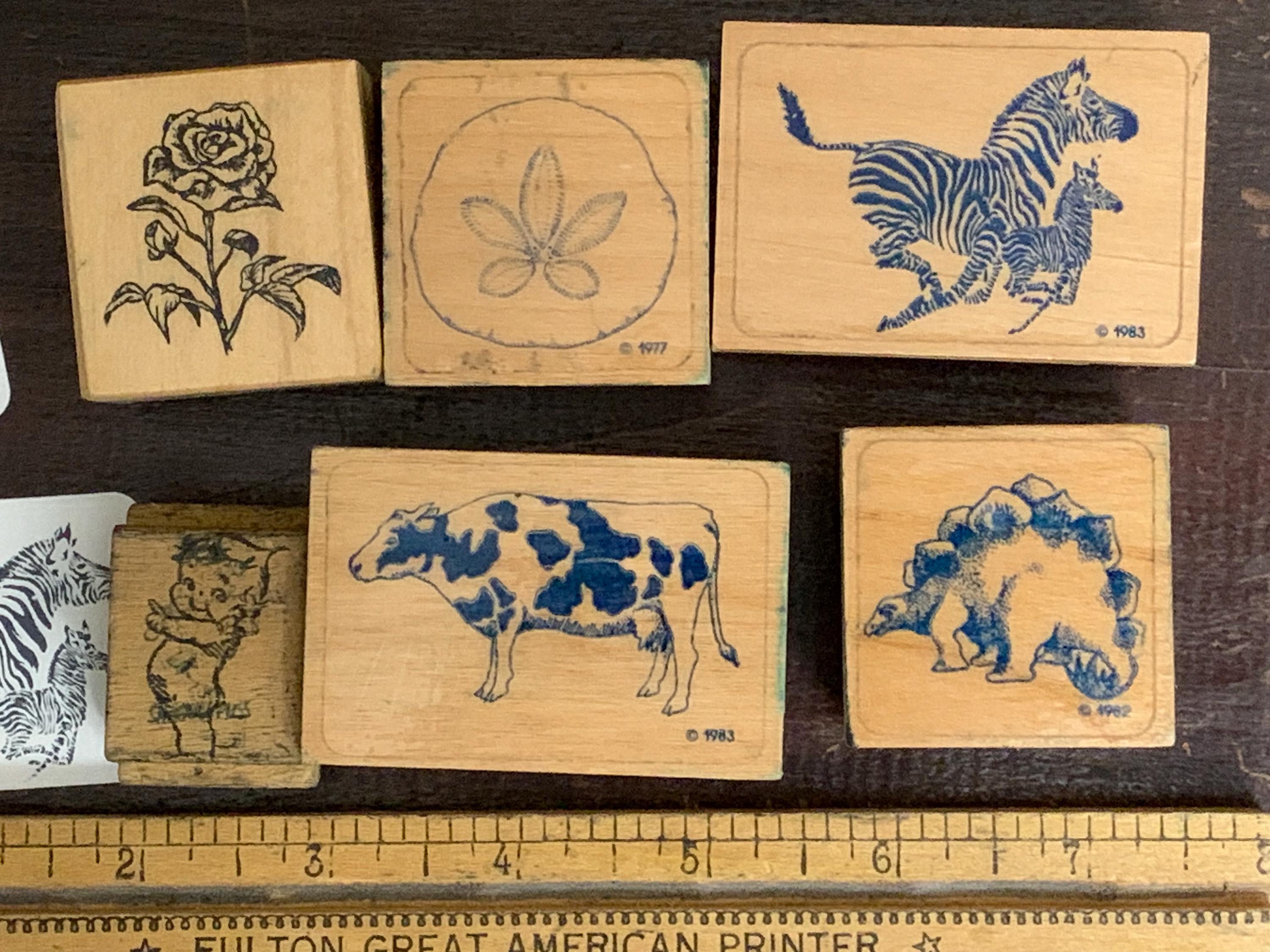 Vintage Farm Animal Stamp Wood Handled Rubber Stamp for Crafting Card ...