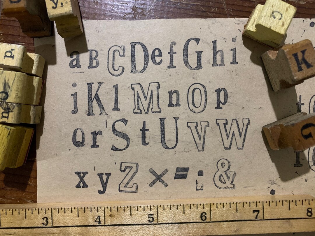 Vintage Wood Stamp Alphabet Set ABC Number Lettering Stamps for ...