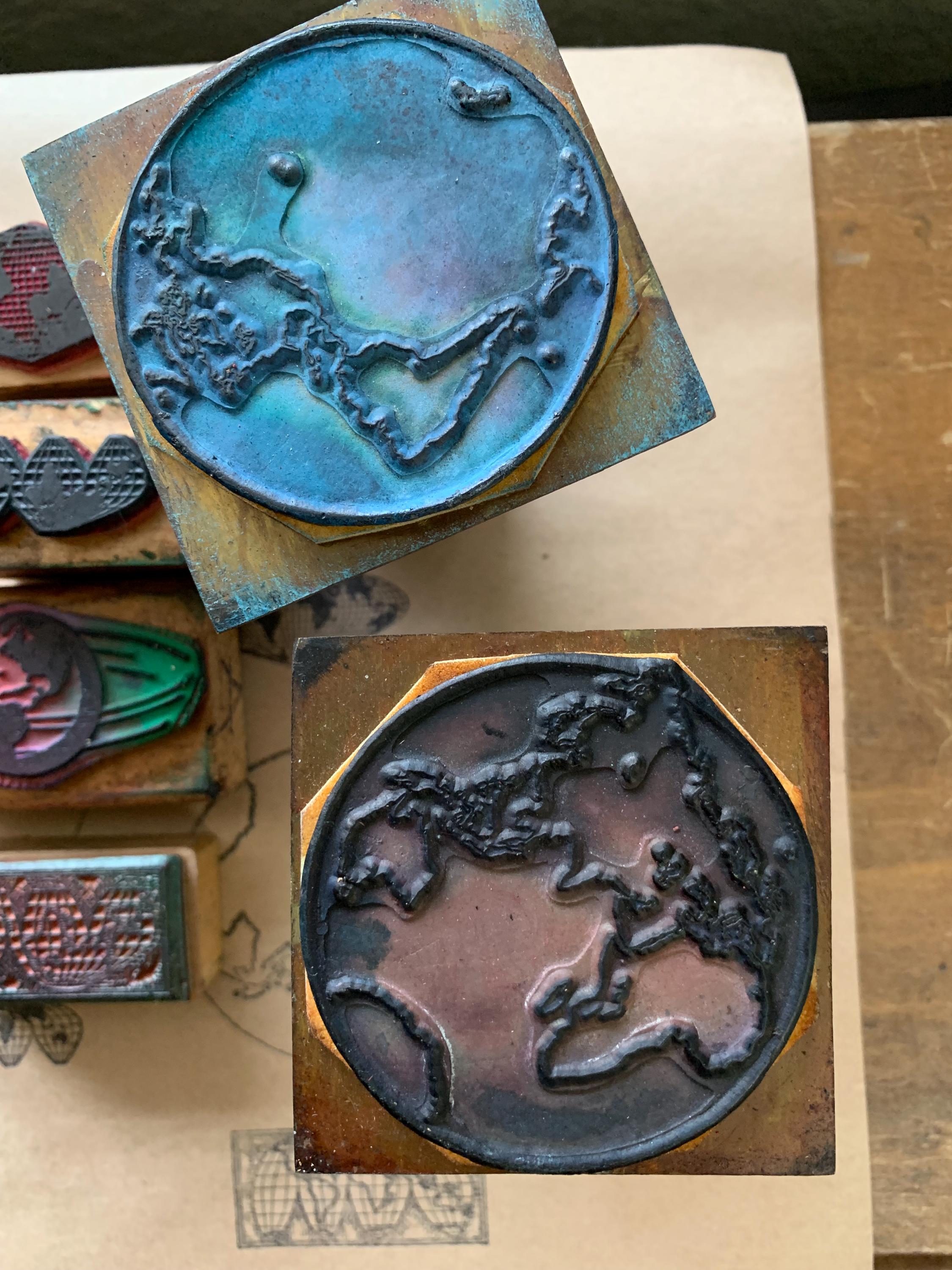 Vintage Earth Wood Rubber Stamp Geography World Wood Stamp Map Wood ...