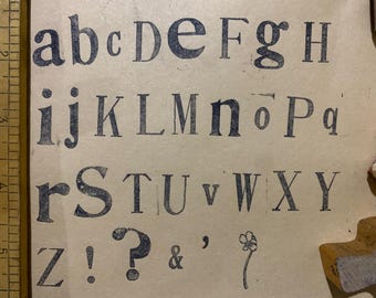 Vintage Wood Stamp Alphabet Set ABC Number Lettering Stamps for ...