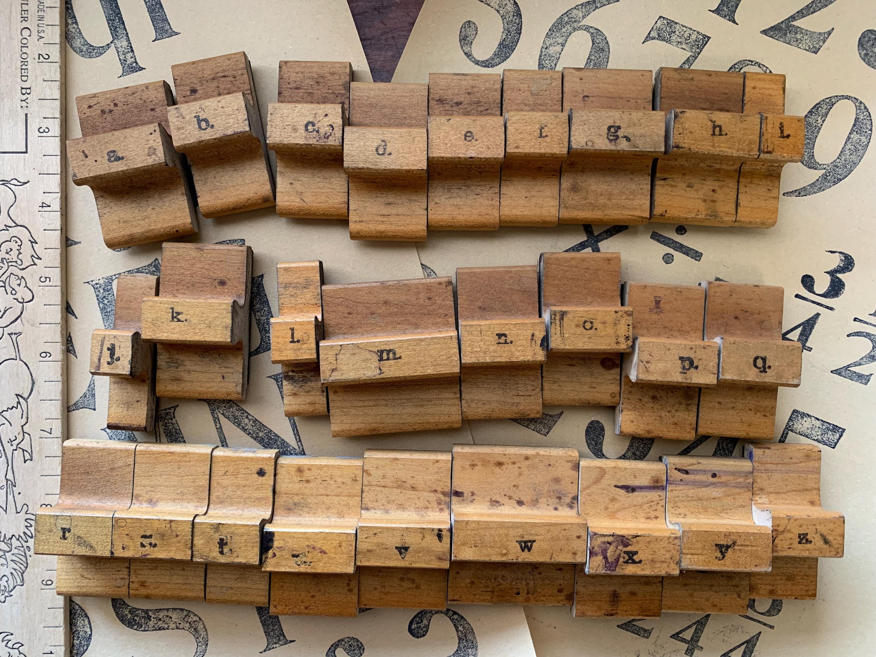 Vintage Wood Stamp Alphabet Set ABC Number Lettering Stamps for Craft ...