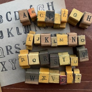 Vintage Wood Stamp Alphabet Set ABC Number Lettering Stamps for ...