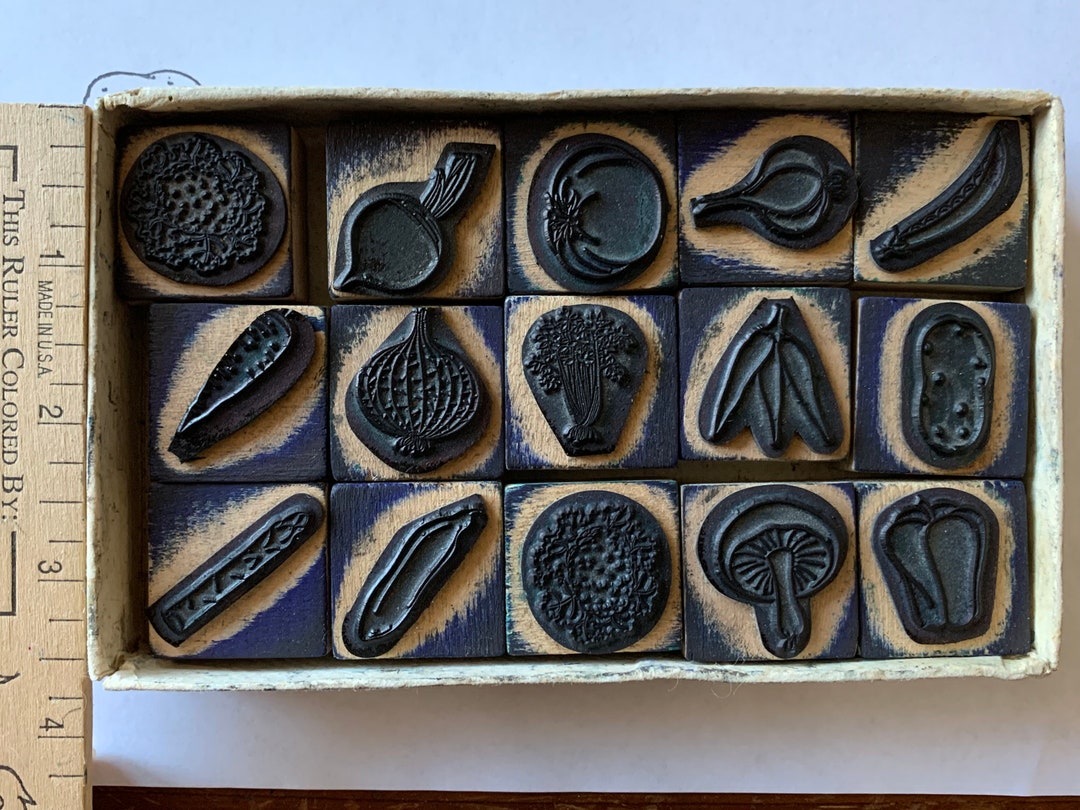 Vintage Wood Rubber Stamp Wood Vegetable Stamp for Crafting Gift Card ...