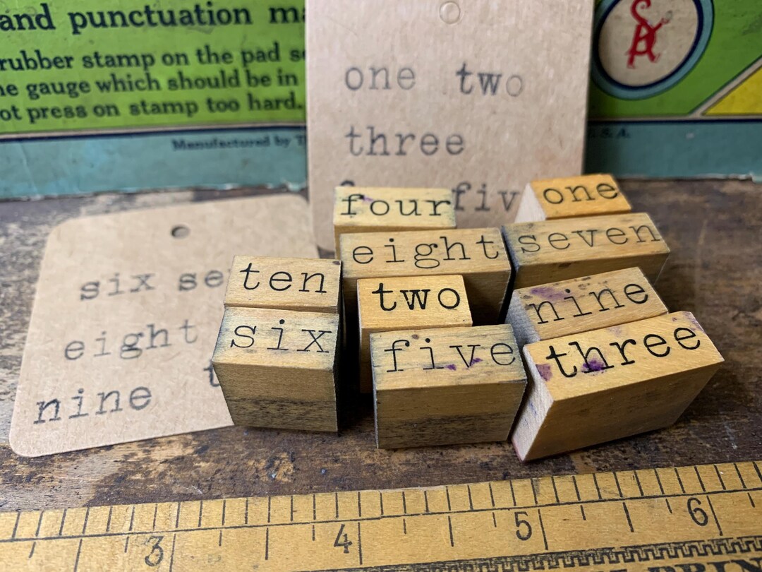 Vintage Number Wood Stamp Math Stamps for Homeschool Dollar Sign ...