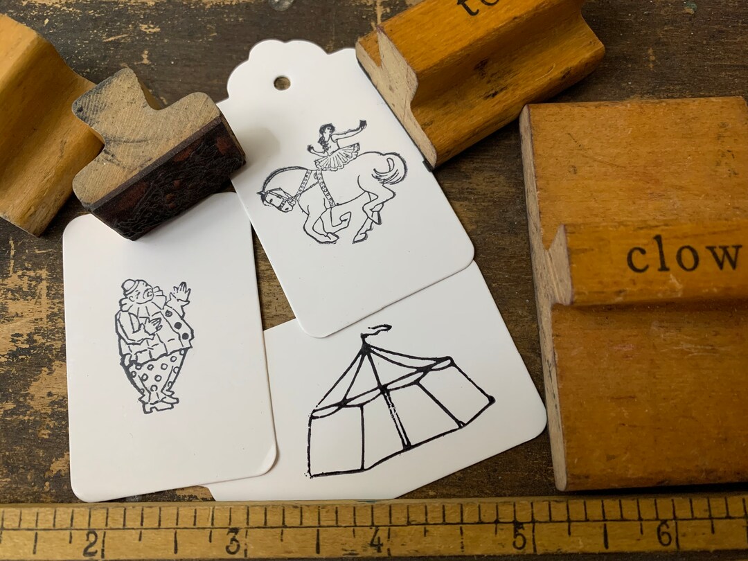 Vintage Circus Stamp Wood Handled Rubber Stamp for Crafting Card Making ...