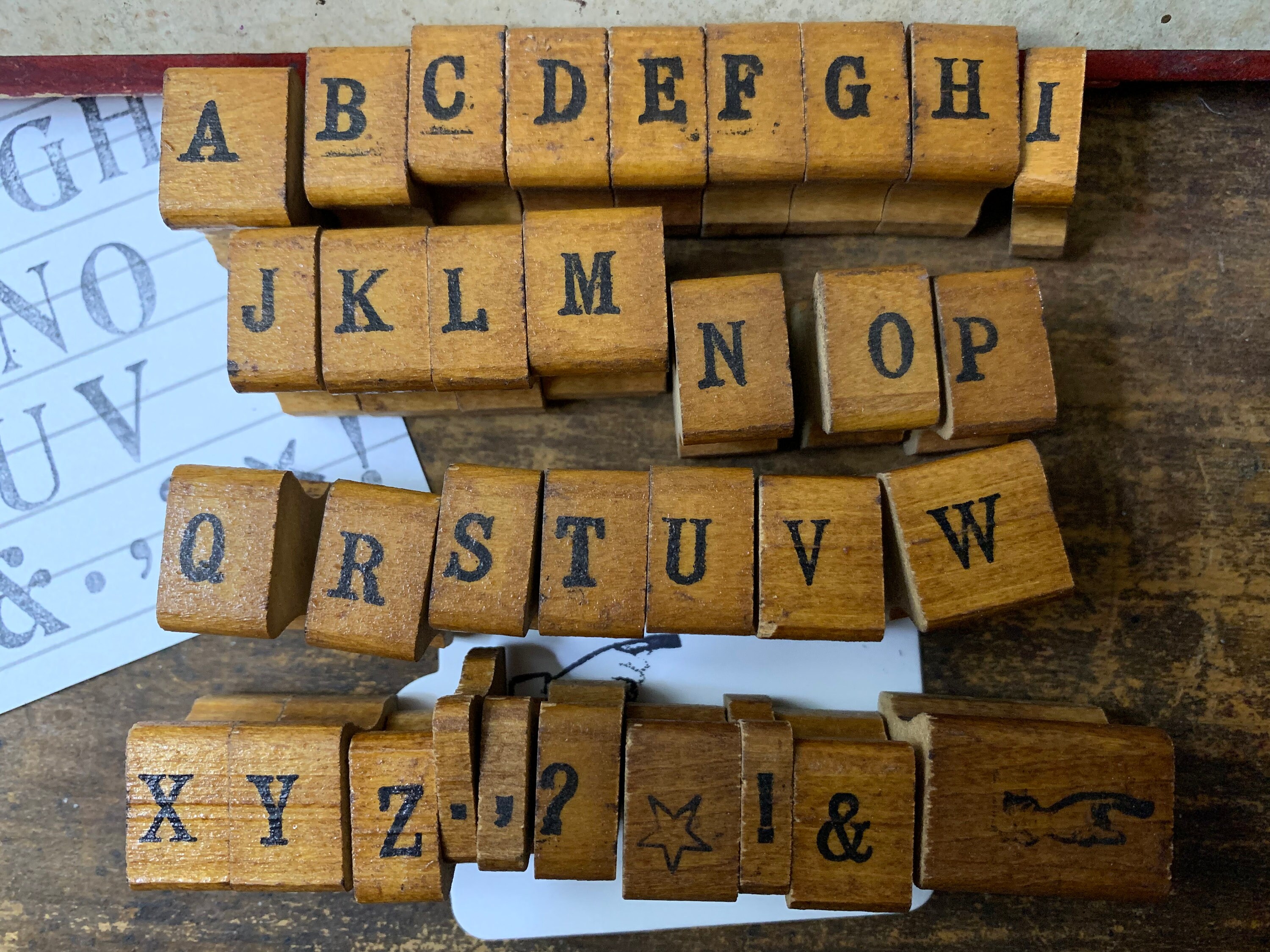 Vintage Wood Stamp Alphabet Set Stamps for Craft Scrapbooking Bullet ...