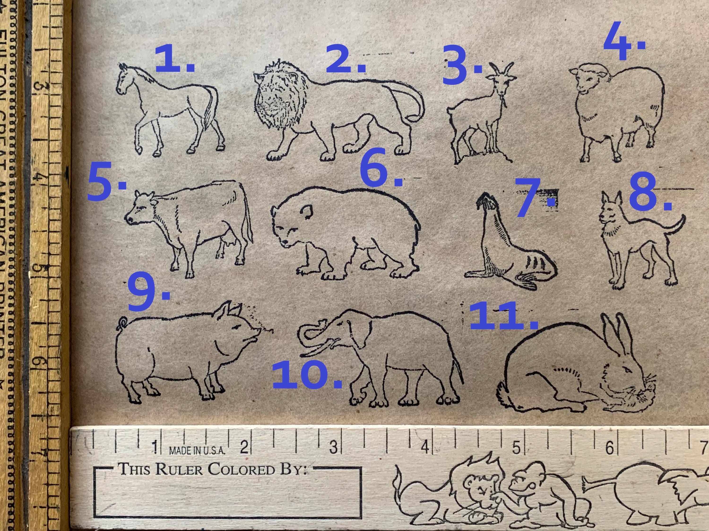 Vintage Farm Animal Stamp Wood Handled Rubber Stamp Craft Gift Card ...