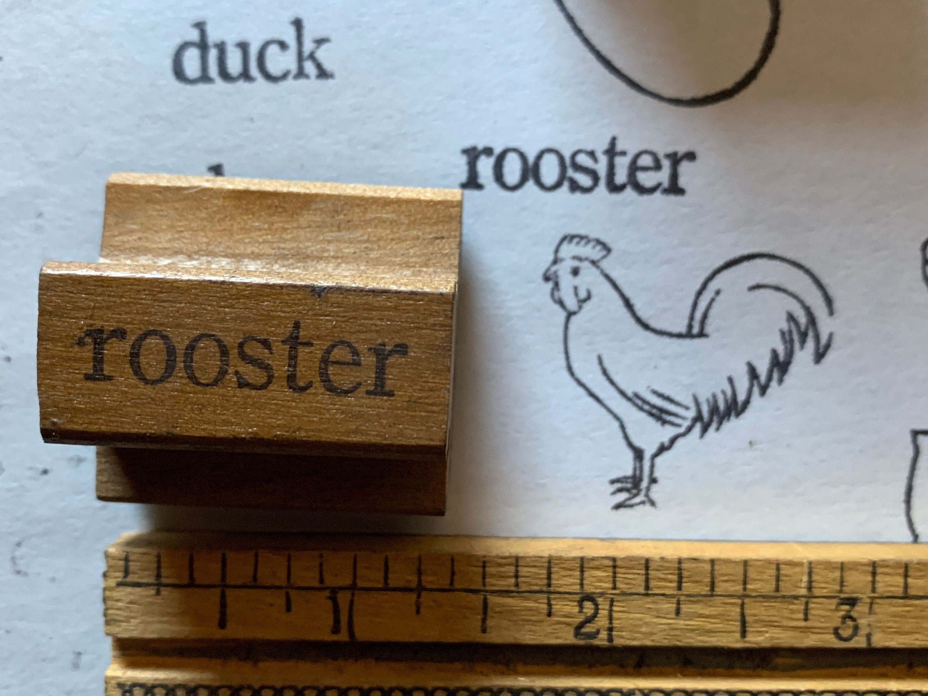 Vintage Farm Animal Stamp Wood Handled Rubber Stamp for Card Making ...