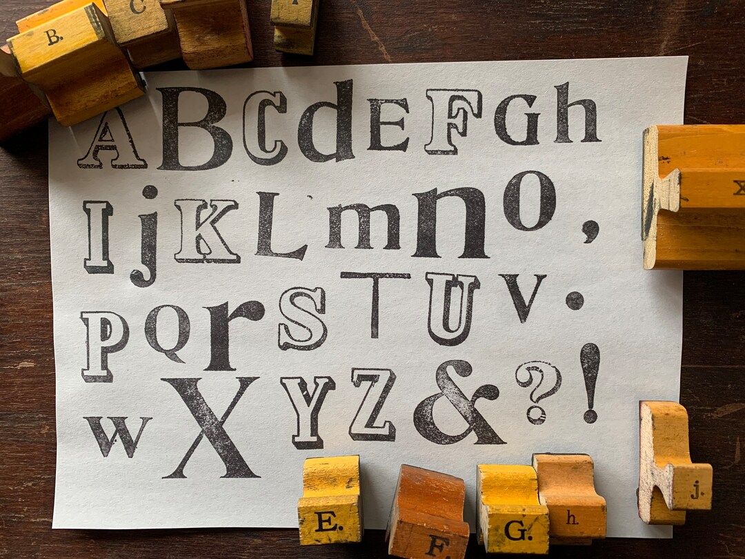 Vintage Wood Stamp Alphabet Set ABC Number Lettering Stamps for ...