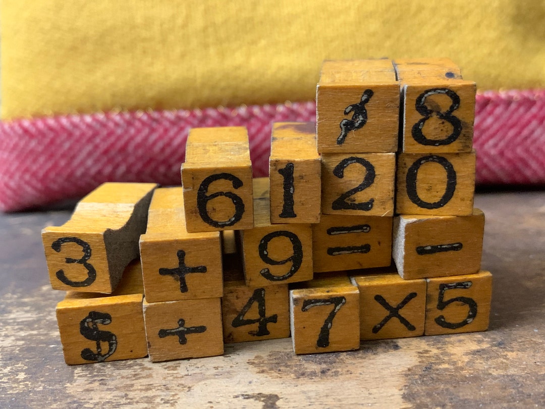 Vintage Math Wood Stamp Math Symbol Stamps for Homeschool - Etsy