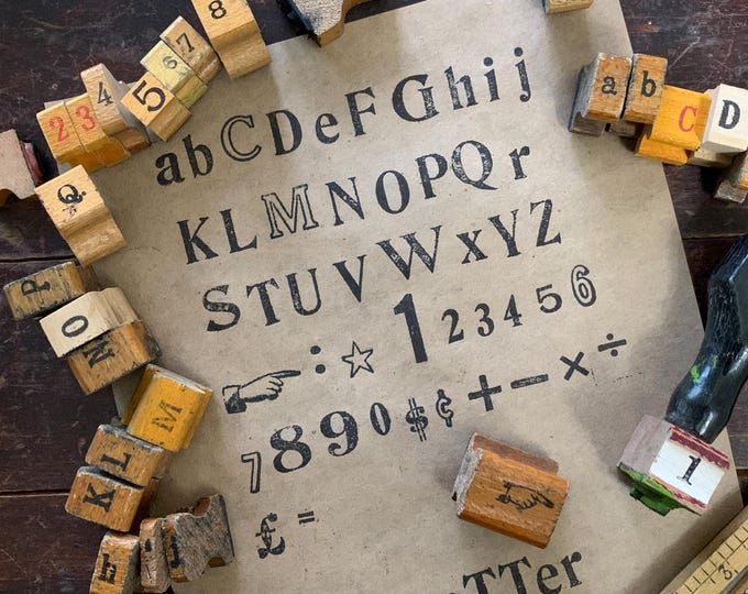 Vintage Wood Stamp Alphabet Set ABC Number Lettering Stamps for ...