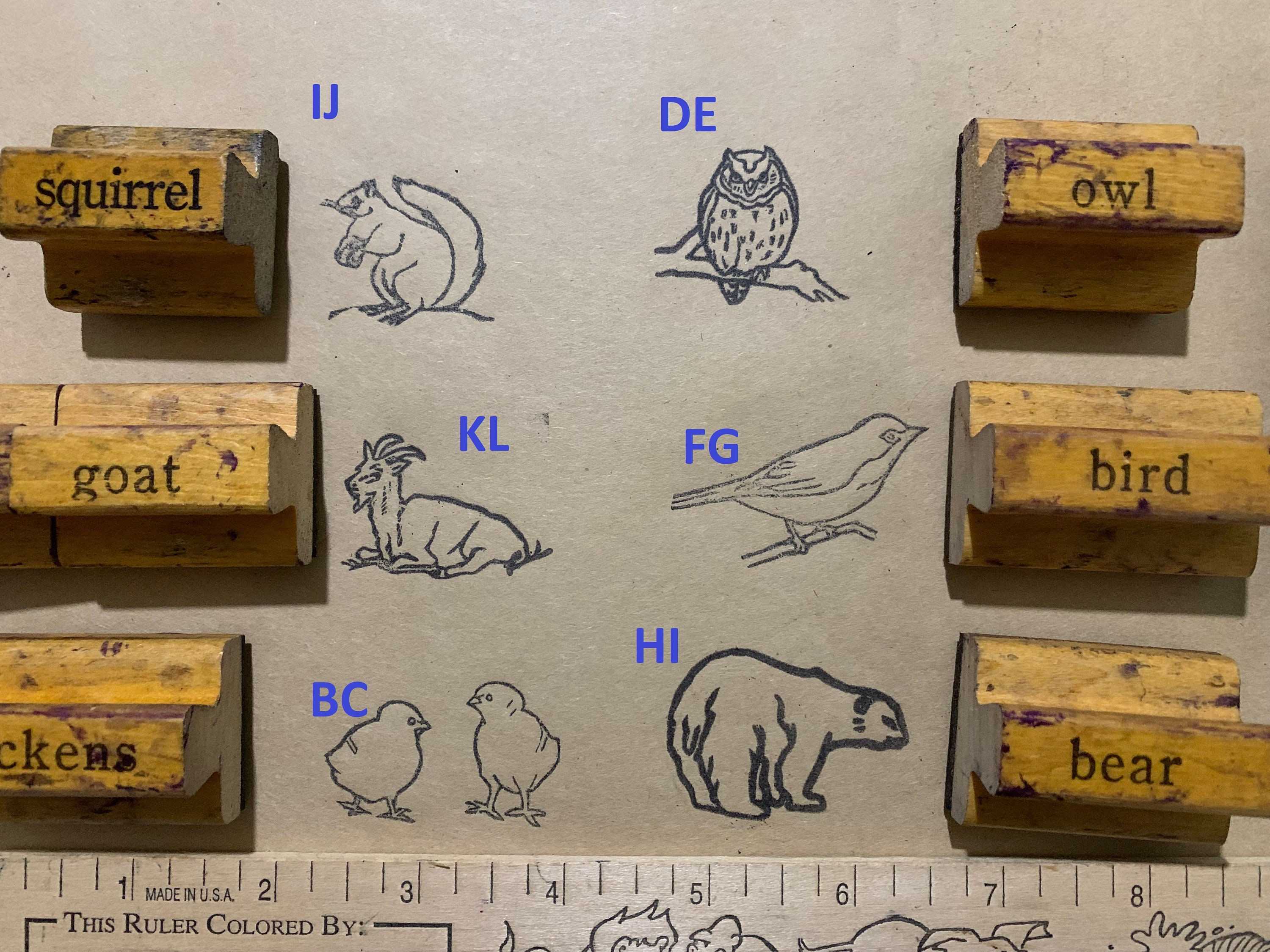 Vintage Farm Animal Stamp Wood Handled Rubber Stamp Craft Gift Card ...