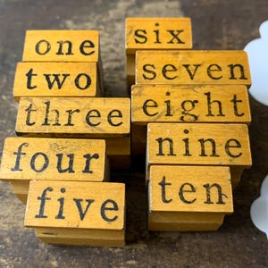 Vintage Number Wood Stamp Math Stamps for Homeschool Dollar Sign ...