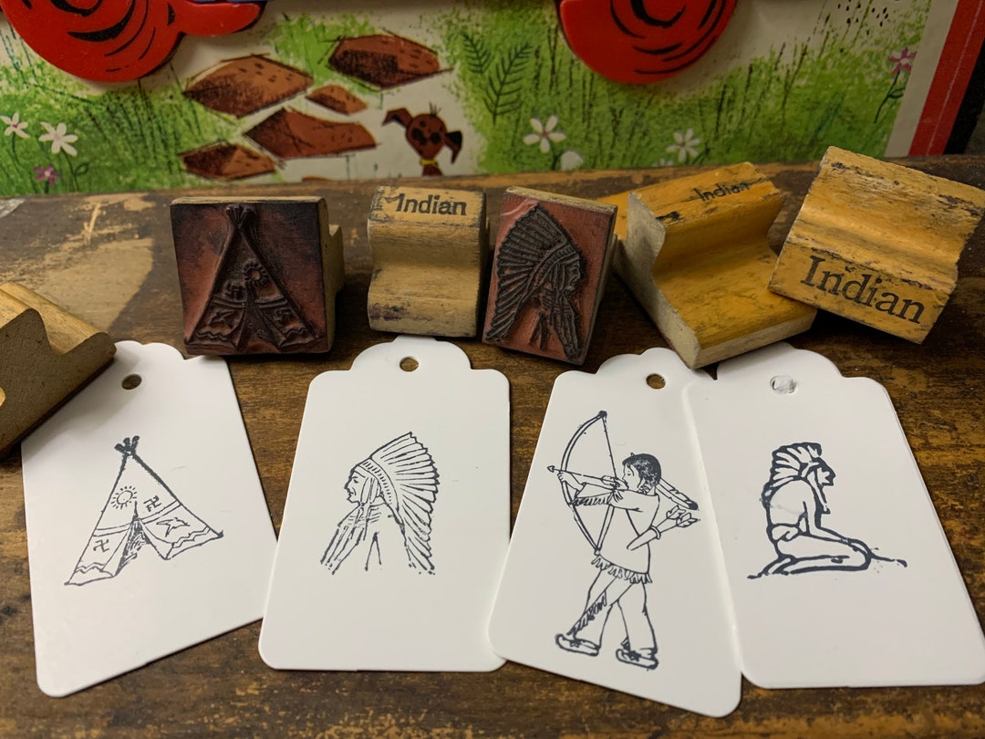Vintage Wood People Stamp Wood Handled Rubber Stamp Indian Stamp for ...