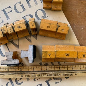 Vintage Wood Stamp Alphabet Set ABC Number Lettering Stamps for Craft ...