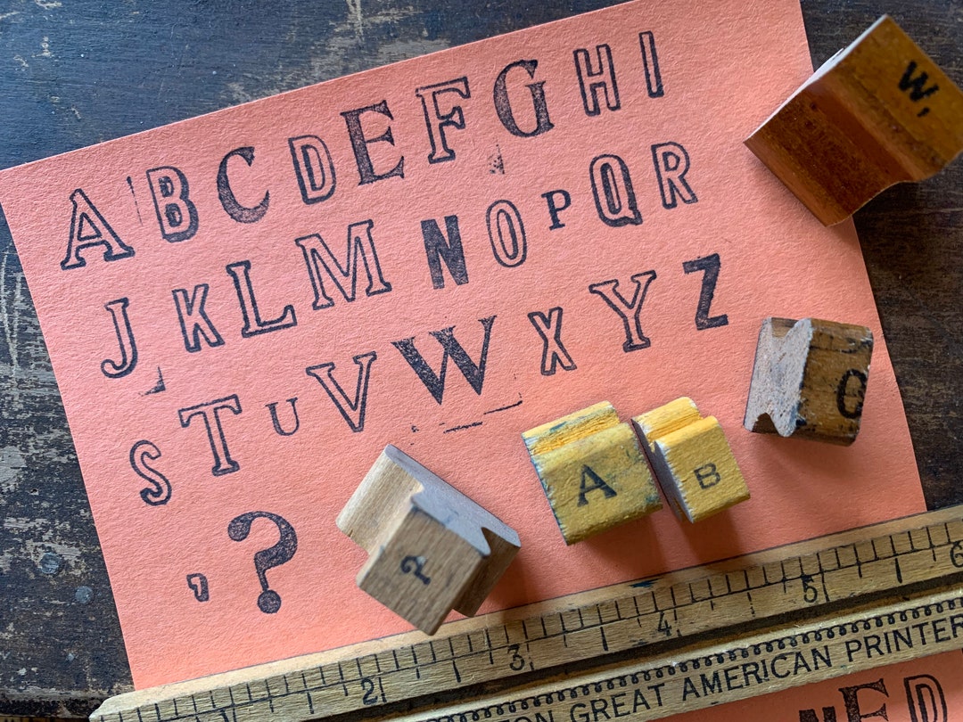 Vintage Wood Stamp Alphabet Set ABC Number Lettering Stamps for ...