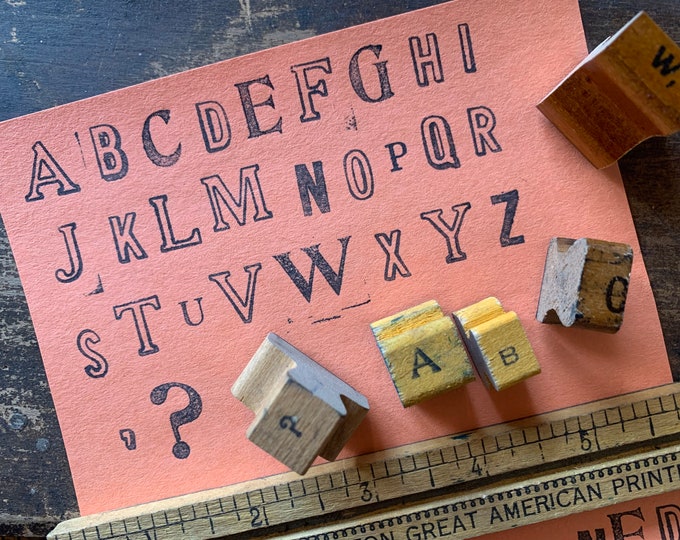 Vintage Wood Stamp Alphabet Set ABC Number Lettering Stamps for ...