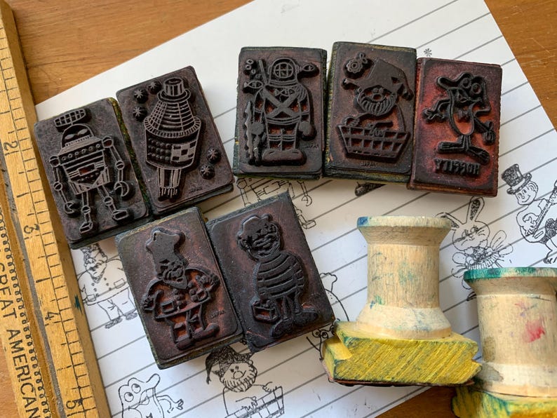 Vintage Character Rubber Stamps Animal Wood Stamp Cartoon Stamps ...