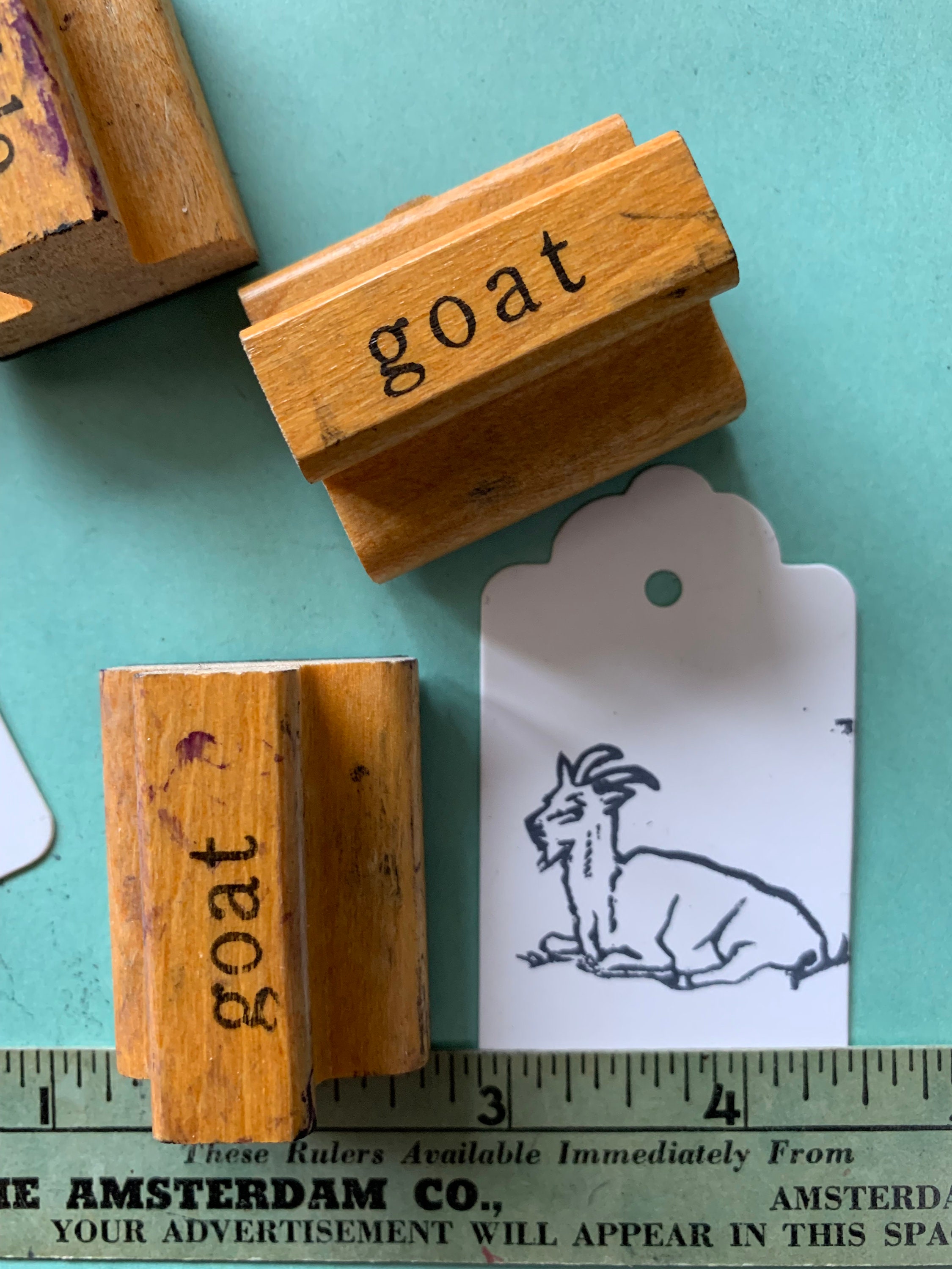 Vintage Farm Animal Stamp Wood Handled Rubber Stamp Craft Gift Card ...