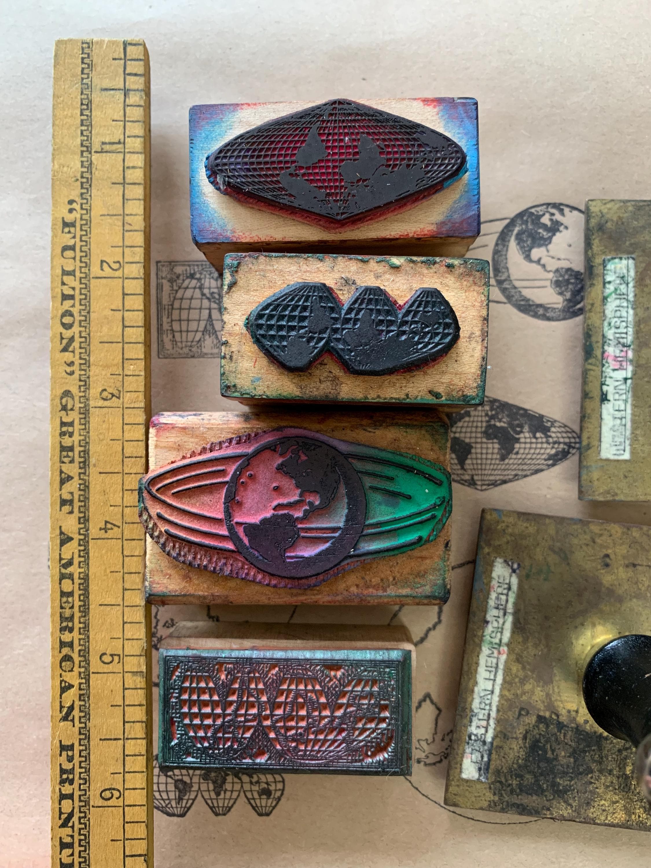 Vintage Earth Wood Rubber Stamp Geography World Wood Stamp Map Wood ...