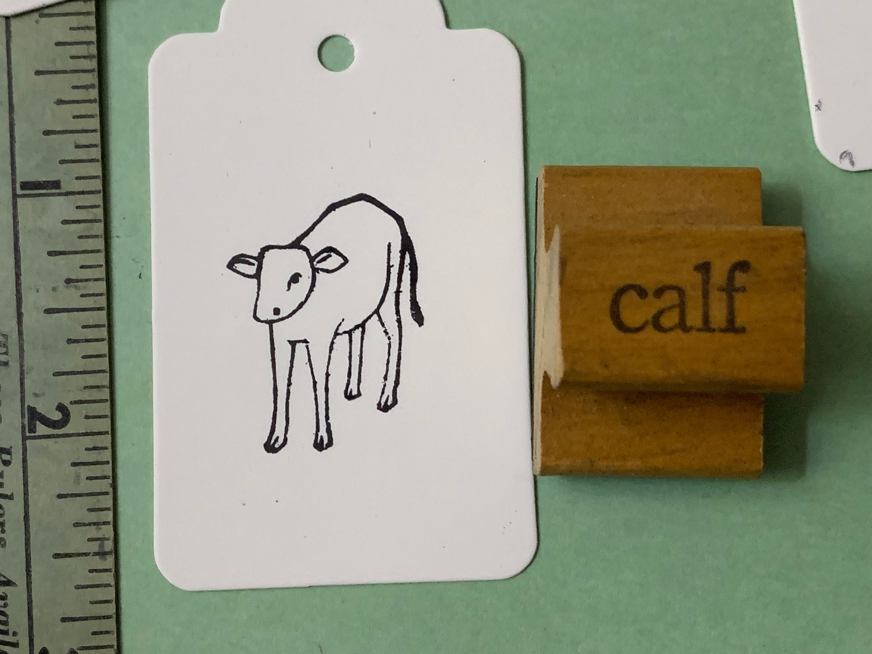 Vintage Farm Animal Stamp Wood Handled Rubber Stamp Craft Card Making ...