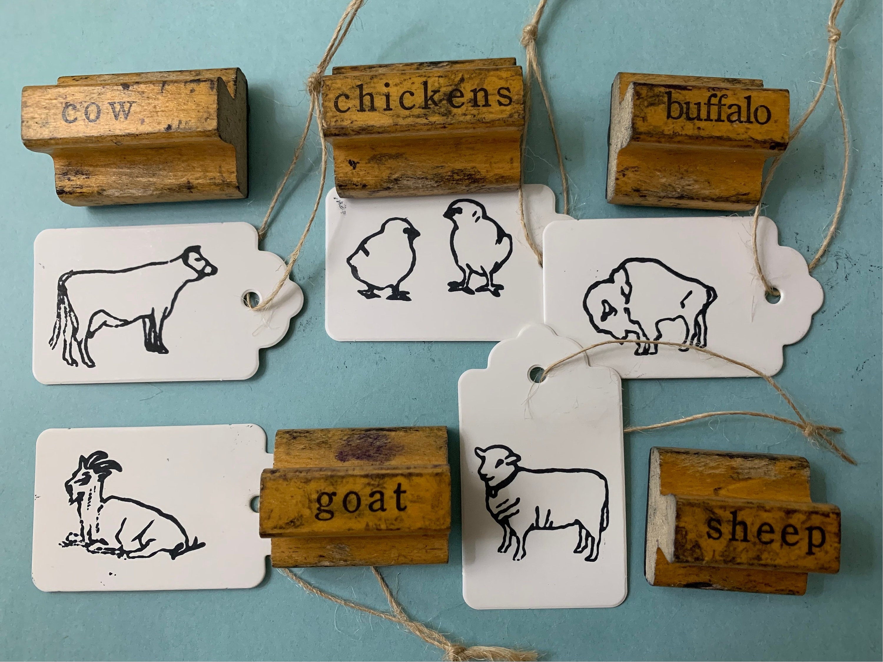 Vintage Farm Animal Stamp Wood Handled Rubber Stamp Craft Gift - Etsy