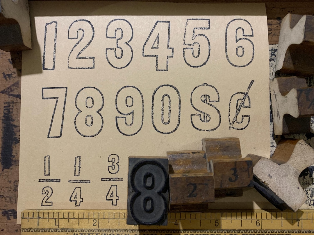 Vintage Wood Stamp Outlined Number Stamps for Craft Scrapbooking Old ...