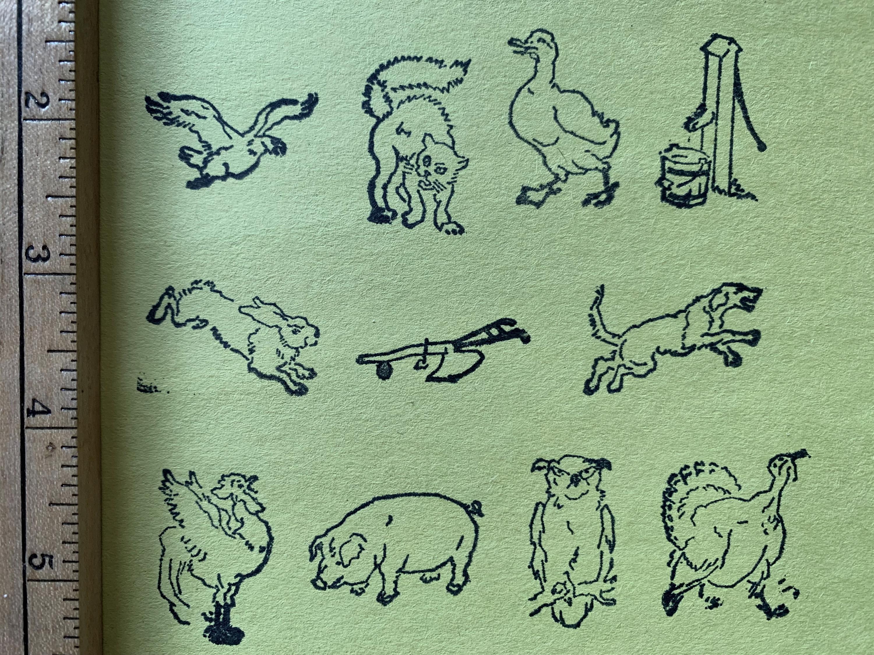 Vintage Farm Theme Wood Stamp Dog Pig Duck Cow Animal Picture Wood ...