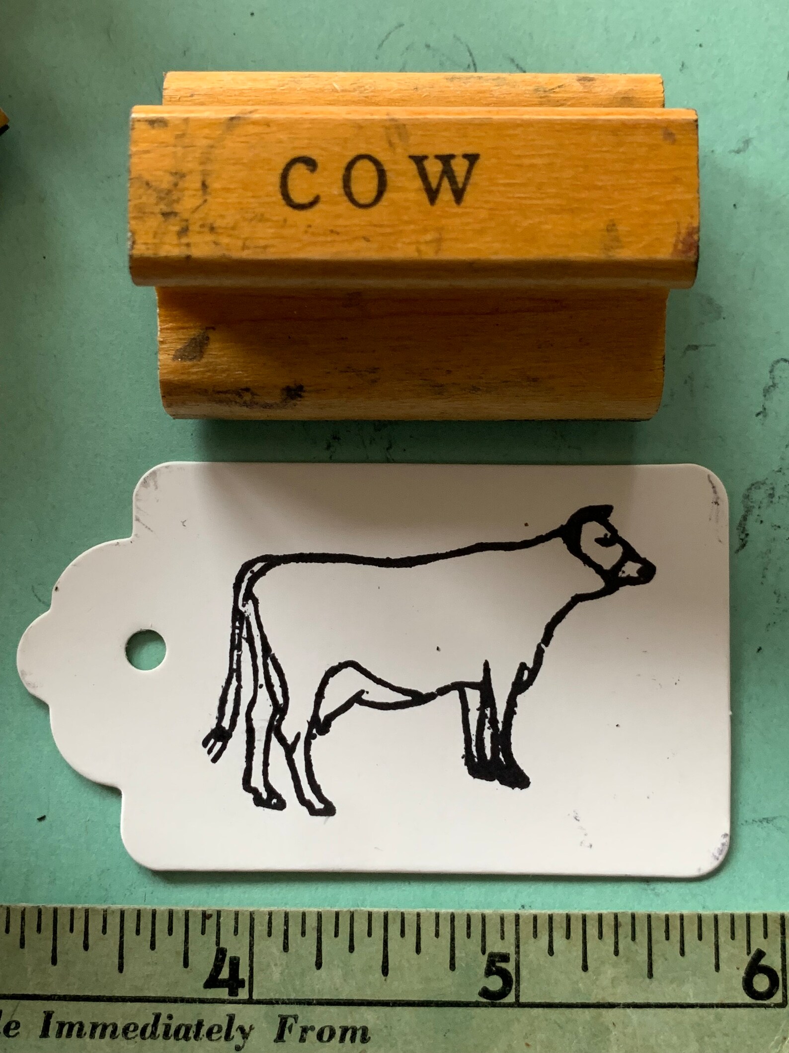 Vintage Farm Animal Stamp Wood Handled Rubber Stamp Craft Gift Card ...