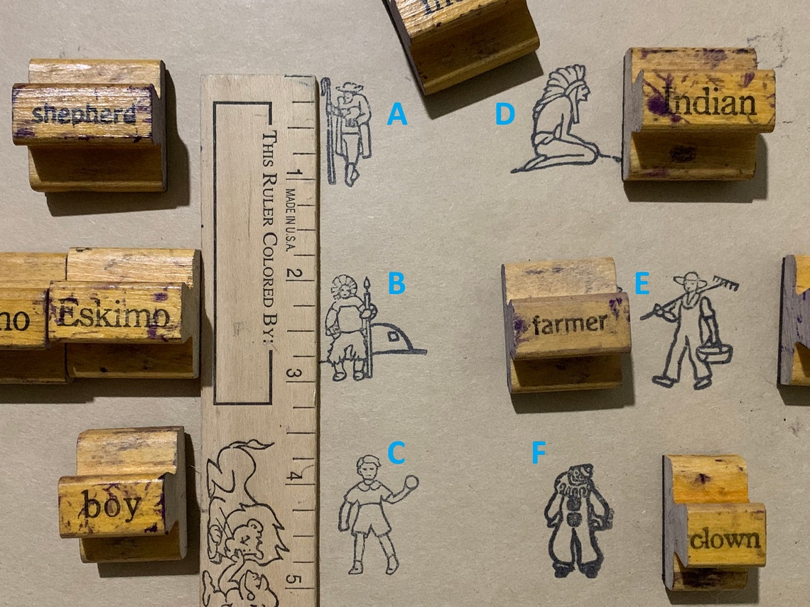 Vintage Farm Animal Stamp Wood Handled Rubber Stamp Craft Gift Card ...