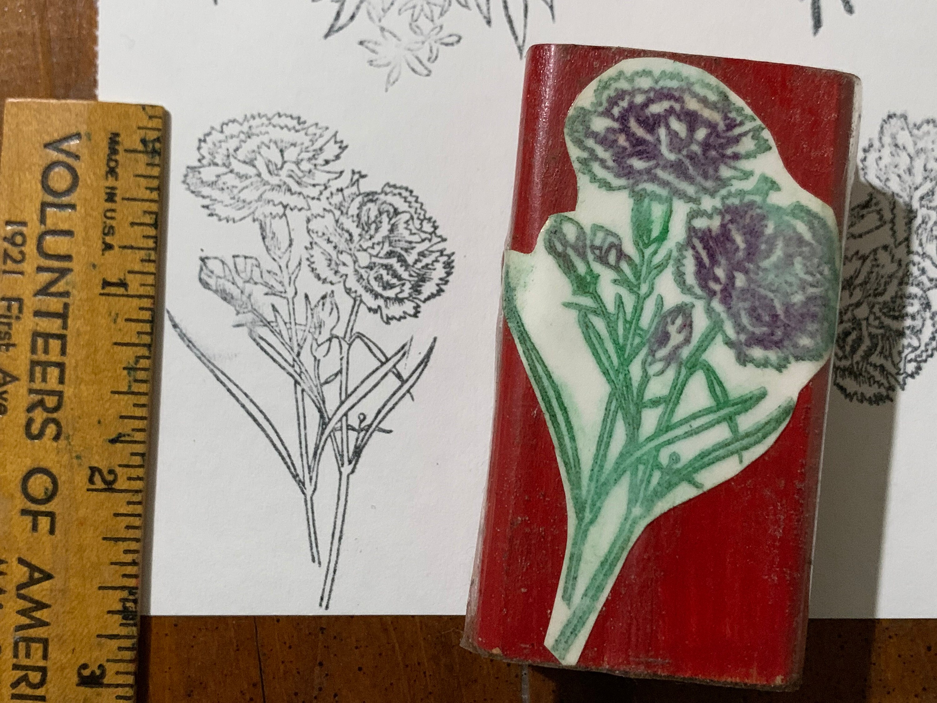 Vintage Flower Stamp Wood Handled Rubber Stamp for Craft Gift Stamps ...