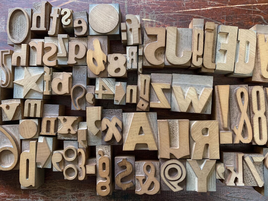 Vintage Wood Letterpress ABC Lettering Stamps for Craft Vintage Printer ...