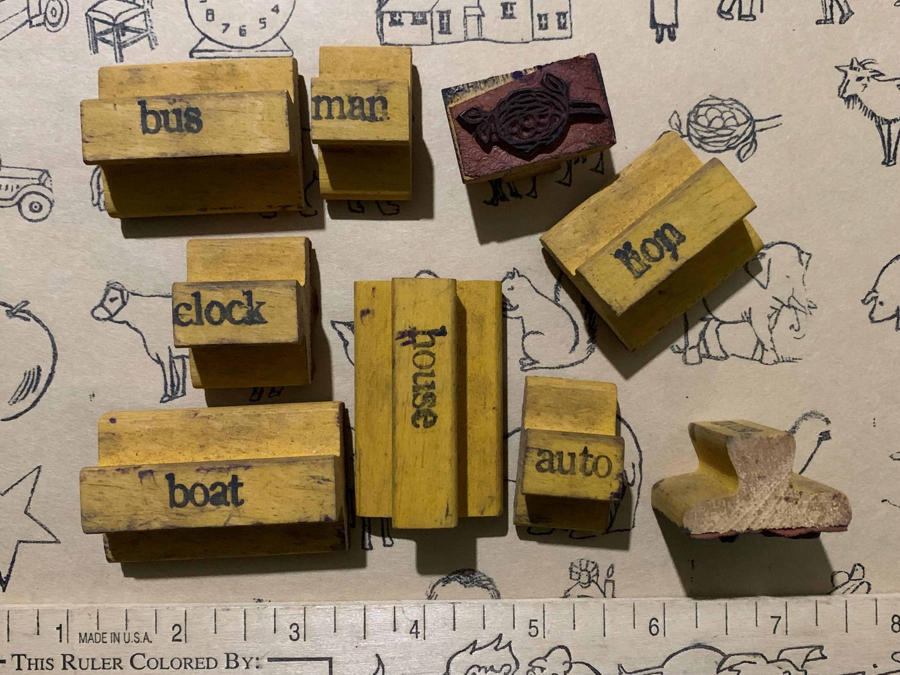 Vintage Farm Animal Stamp Wood Handled Rubber Stamp Craft Gift Card ...