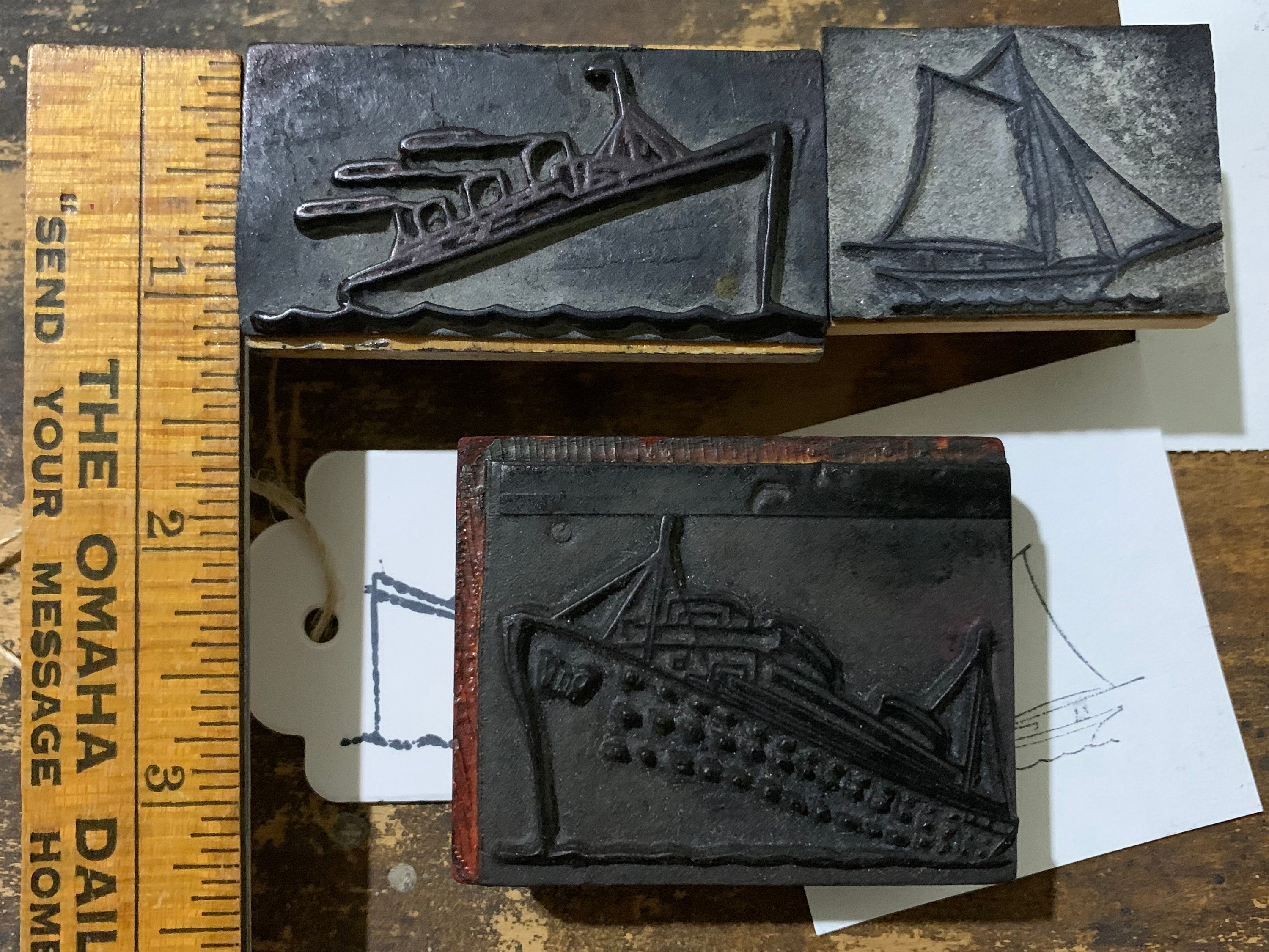 Vintage Boat Stamp Wood Handled Rubber Stamp Card Making Bullet Journal ...