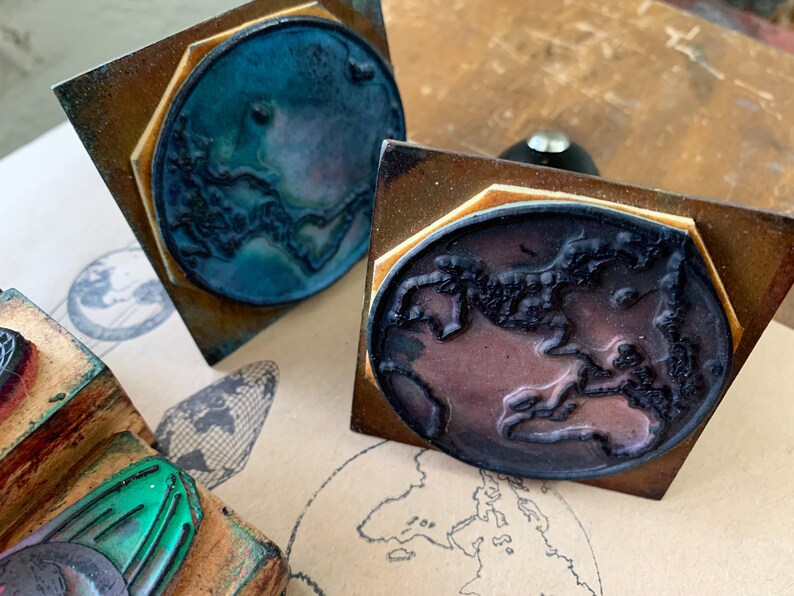 Vintage Earth Wood Rubber Stamp Geography World Wood Stamp Map Wood ...