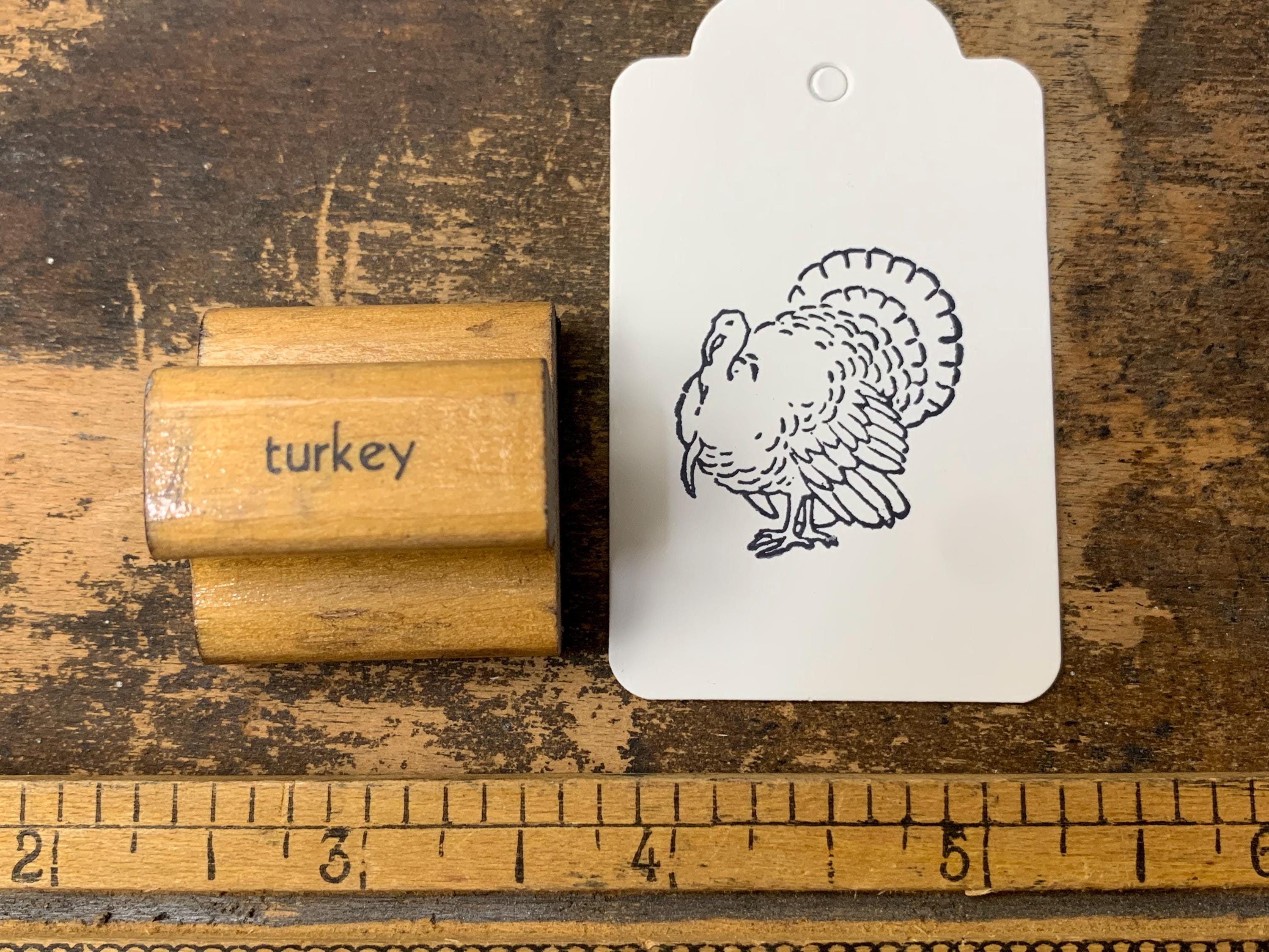 Vintage Turkey Stamp Vintage Wood Turkey Rubber Stamp for Thanksgiving ...