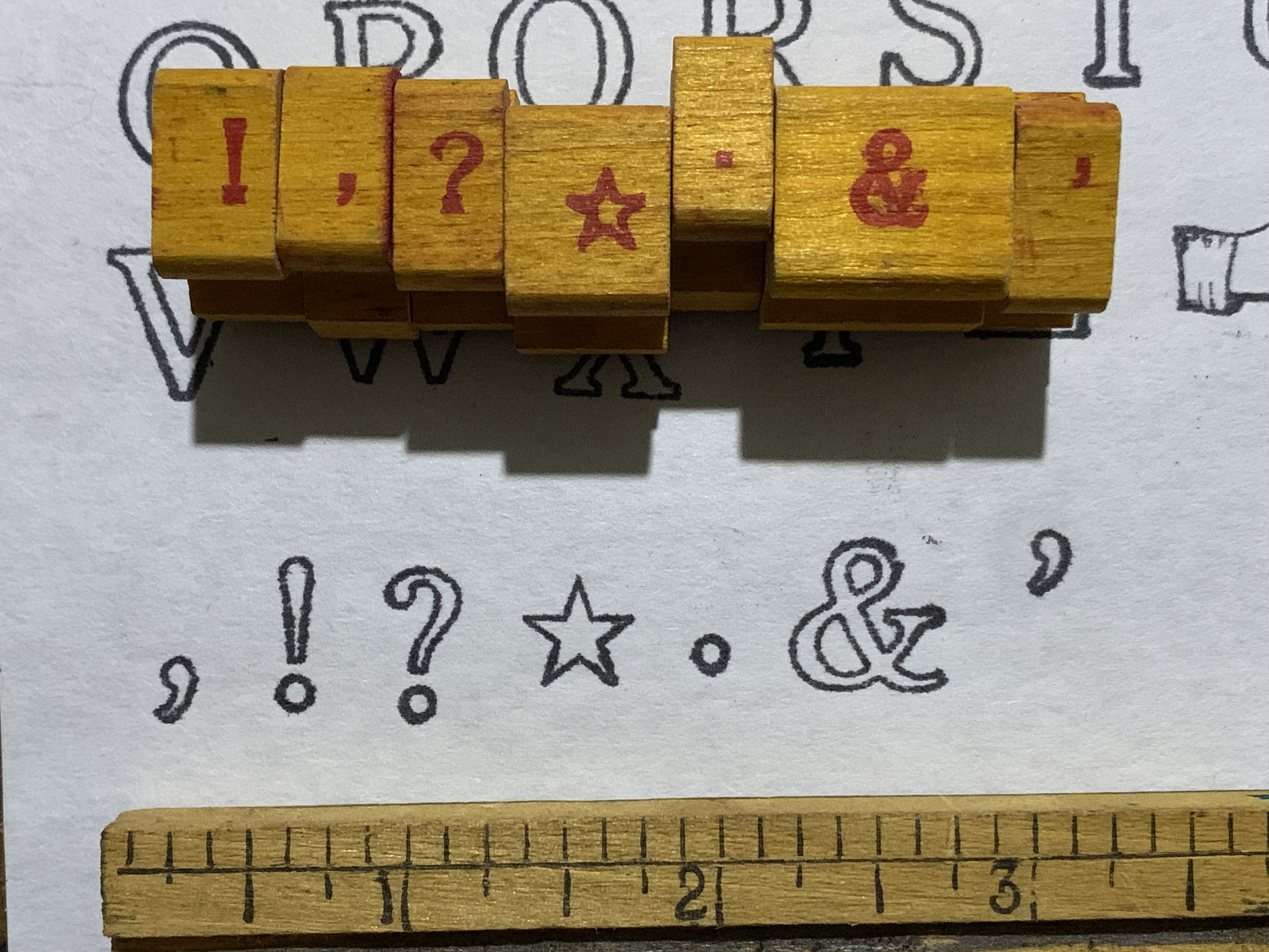 Vintage Alphabet ABC Wood Stamp Number Set Stamps Craft Scrapbooking ...