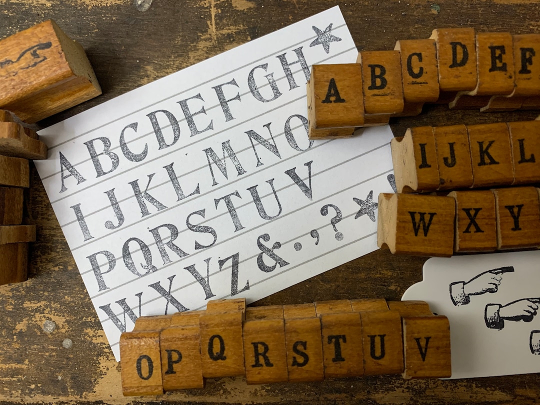Vintage Wood Stamp Alphabet Set Stamps for Craft Scrapbooking Bullet ...