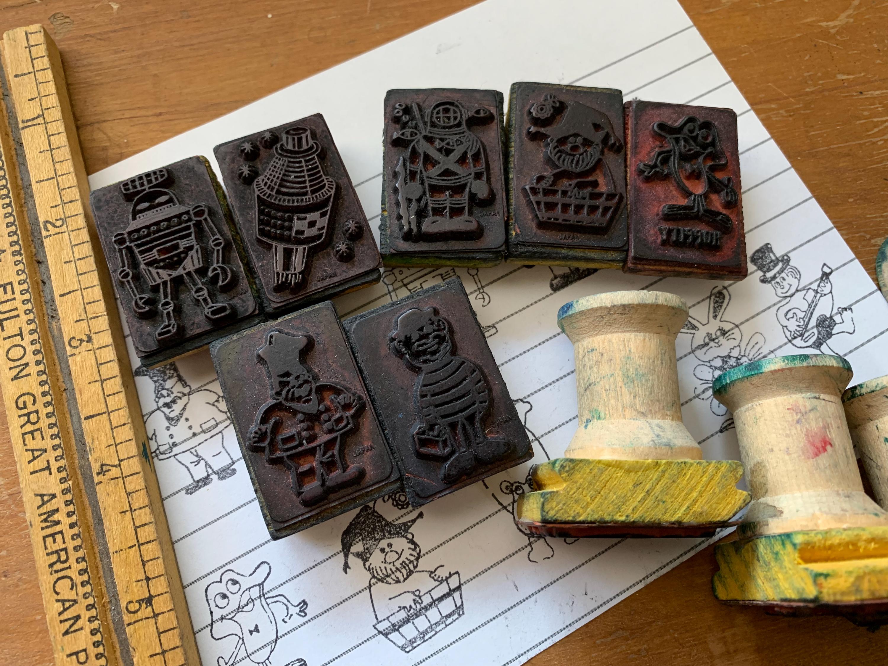 Vintage Character Rubber Stamps Animal Wood Stamp Cartoon Stamps ...