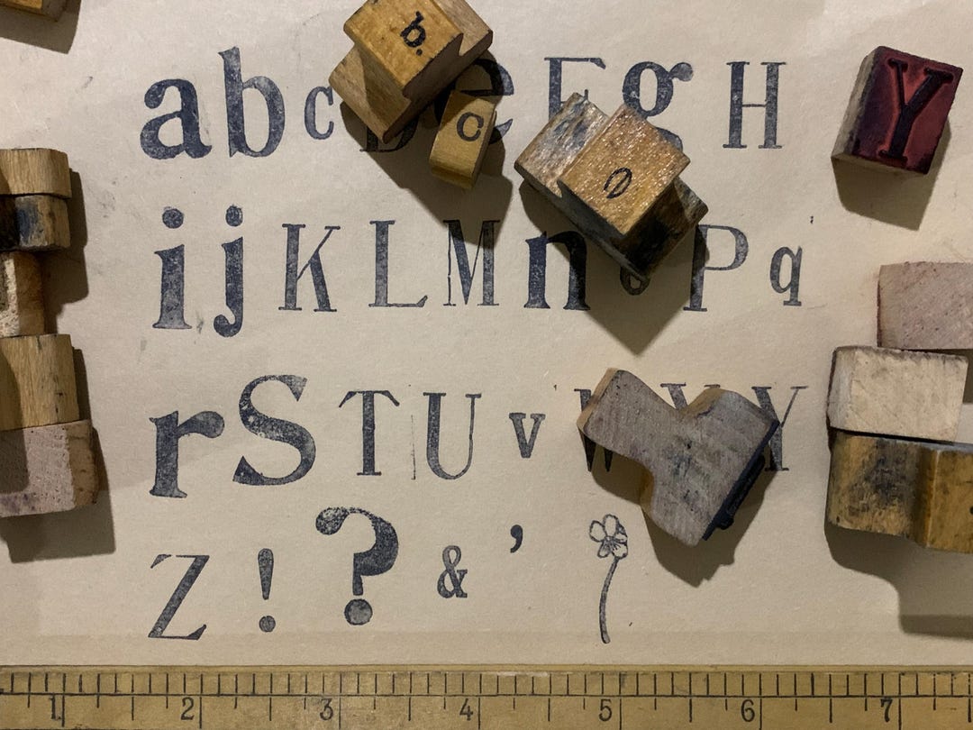 Vintage Wood Stamp Alphabet Set ABC Number Lettering Stamps for ...