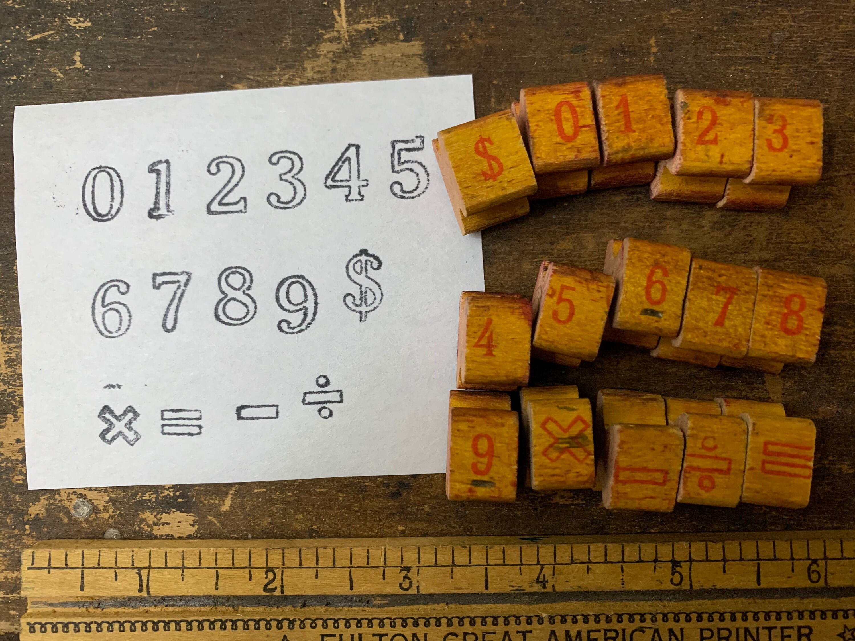 Vintage Alphabet ABC Wood Stamp Number Set Stamps Craft Scrapbooking ...