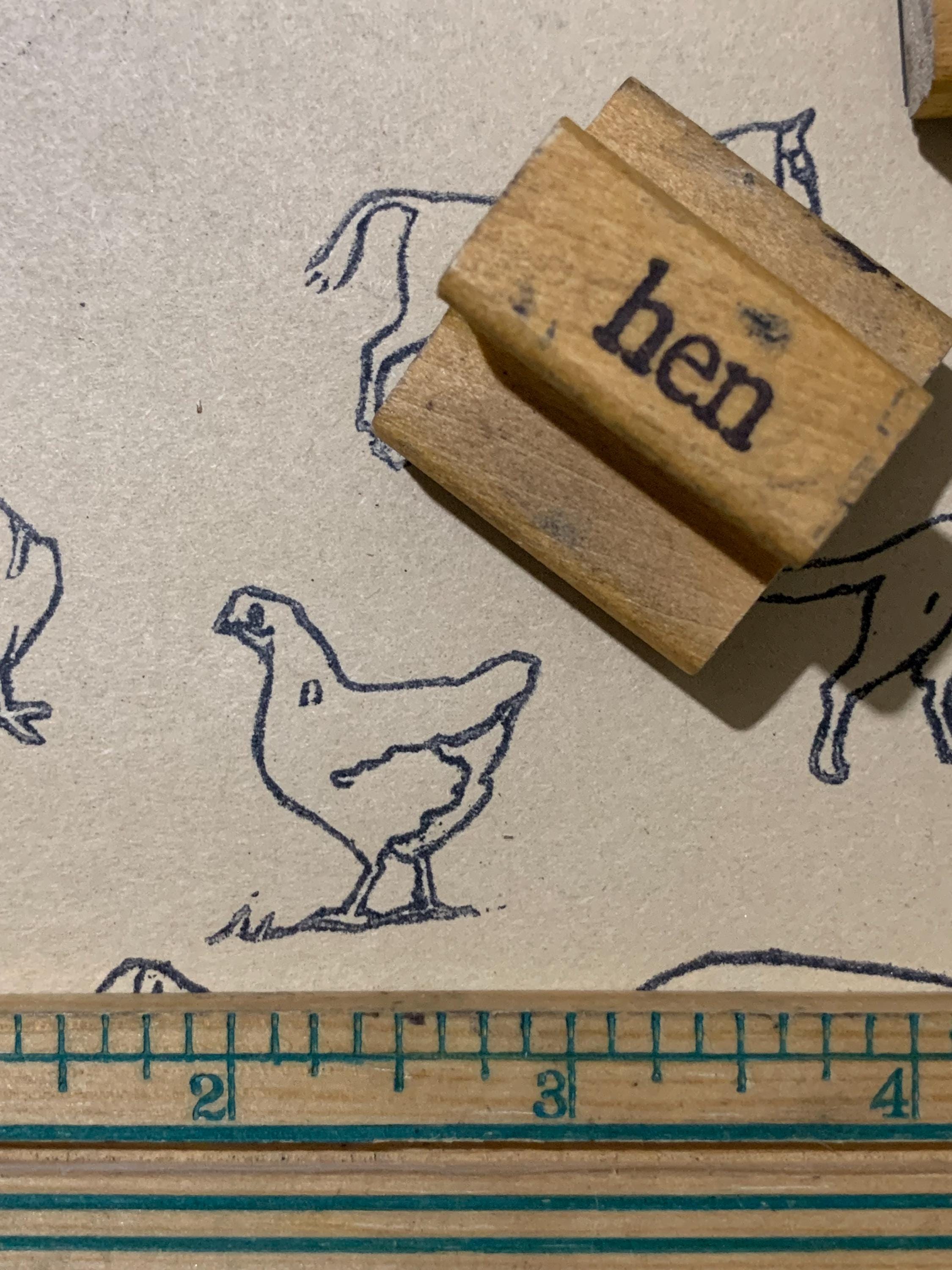 Vintage Farm Animal Stamp Wood Handled Rubber Stamp Craft Gift Card ...