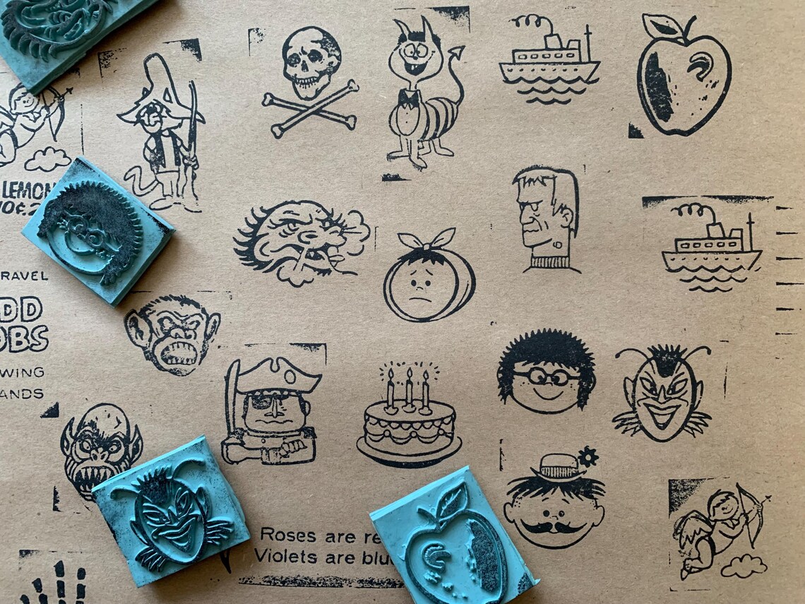 Vintage Rubber Stamp Cartoon Word Stamp Vintage Slang Stamps for ...